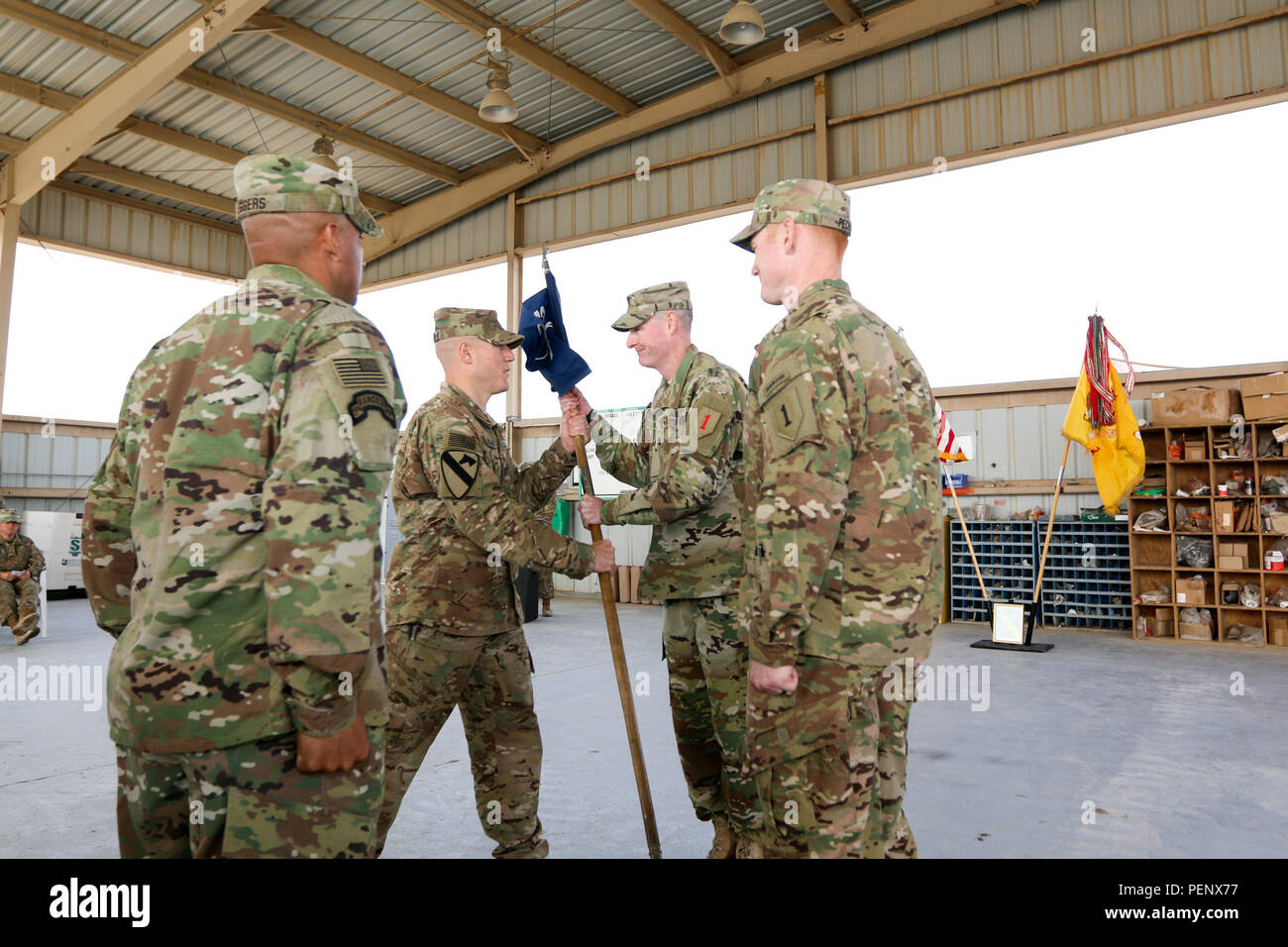 A U.S. Army change of command ceremony at Camp Buehring, Kuwait ...