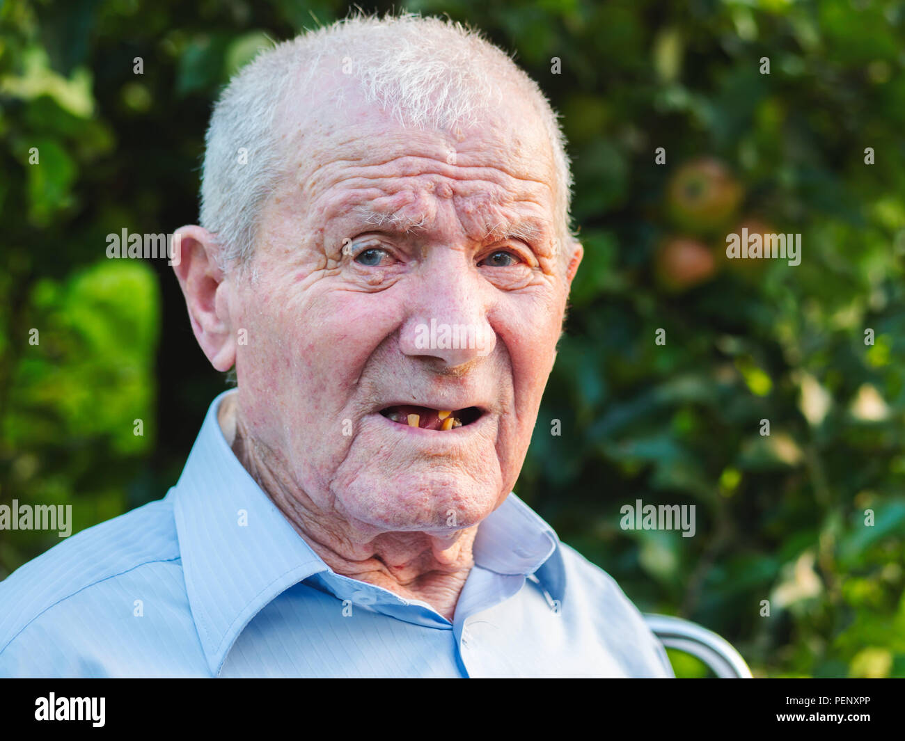 Very Old Man Portrait Grandfather Is Looking To Camera Portrait Aged Elderly Senior Close
