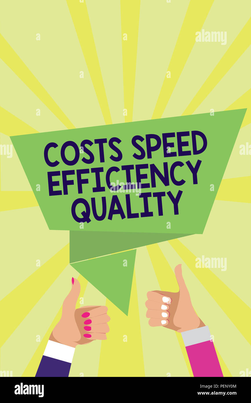 Handwriting text Costs Speed Efficiency Quality. Concept meaning ...