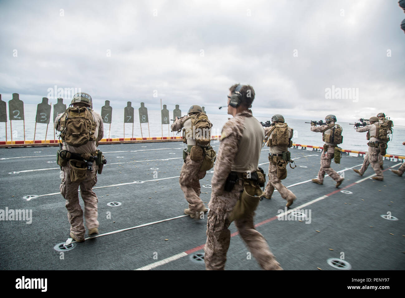 U.S. Marines with Maritime Raid Force, 13th Marine Expeditionary Unit ...