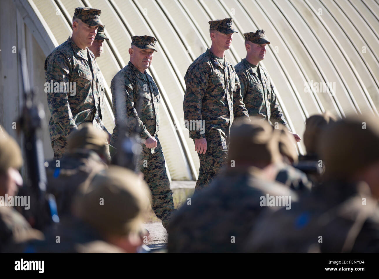U.S. Marine Brig. Gen. Austin E. Renforth (middle), Commanding General ...