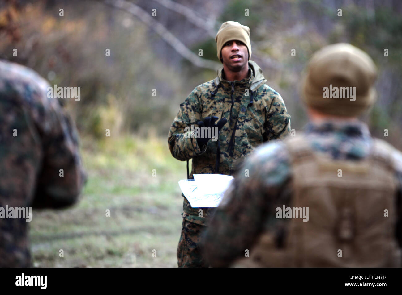 Staff Sgt. Ronald E. Harrison delivers a safety brief before the start ...