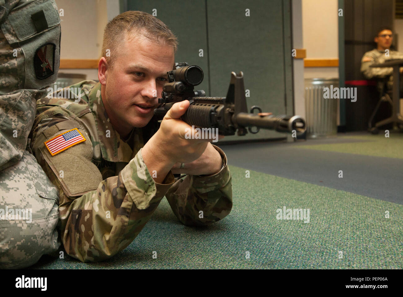U.S. Army Spc. Lance Hartung, assigned to 55th Signal Company (Combat ...