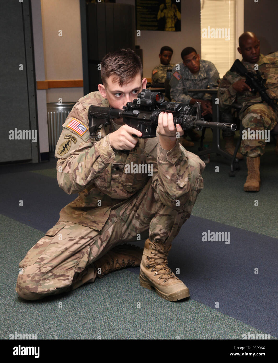 U.S. Army Spc. Andrew Miller, assigned to the 55th Signal Company ...
