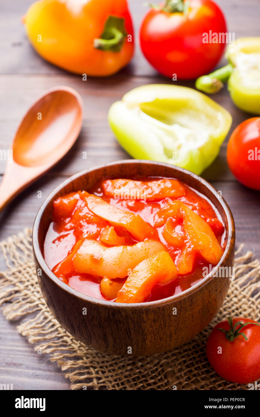 Canned Lecho from the peppers and tomatoes, harvesting for the winter ...