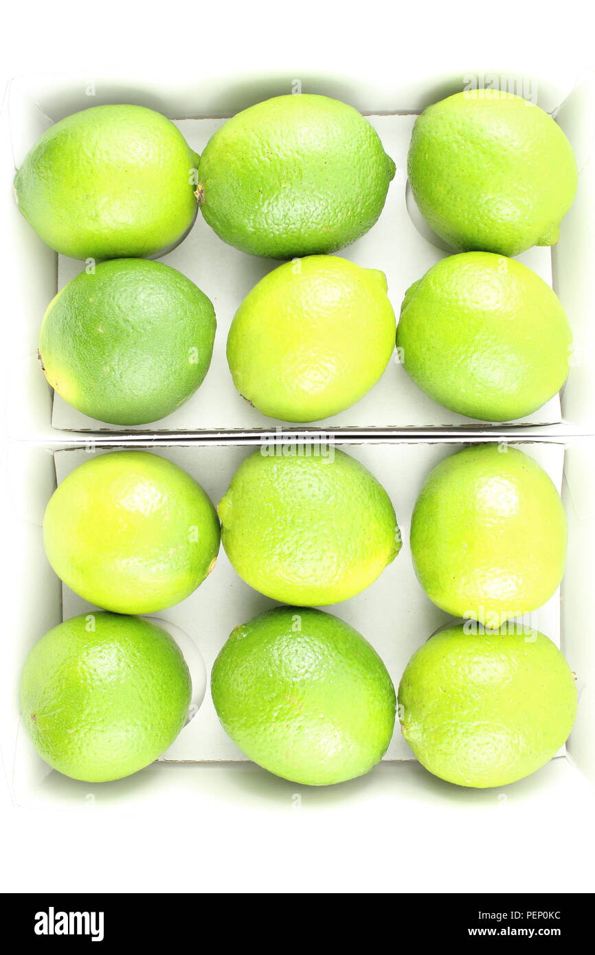composition of fresh lime fruits in boxes Stock Photo - Alamy