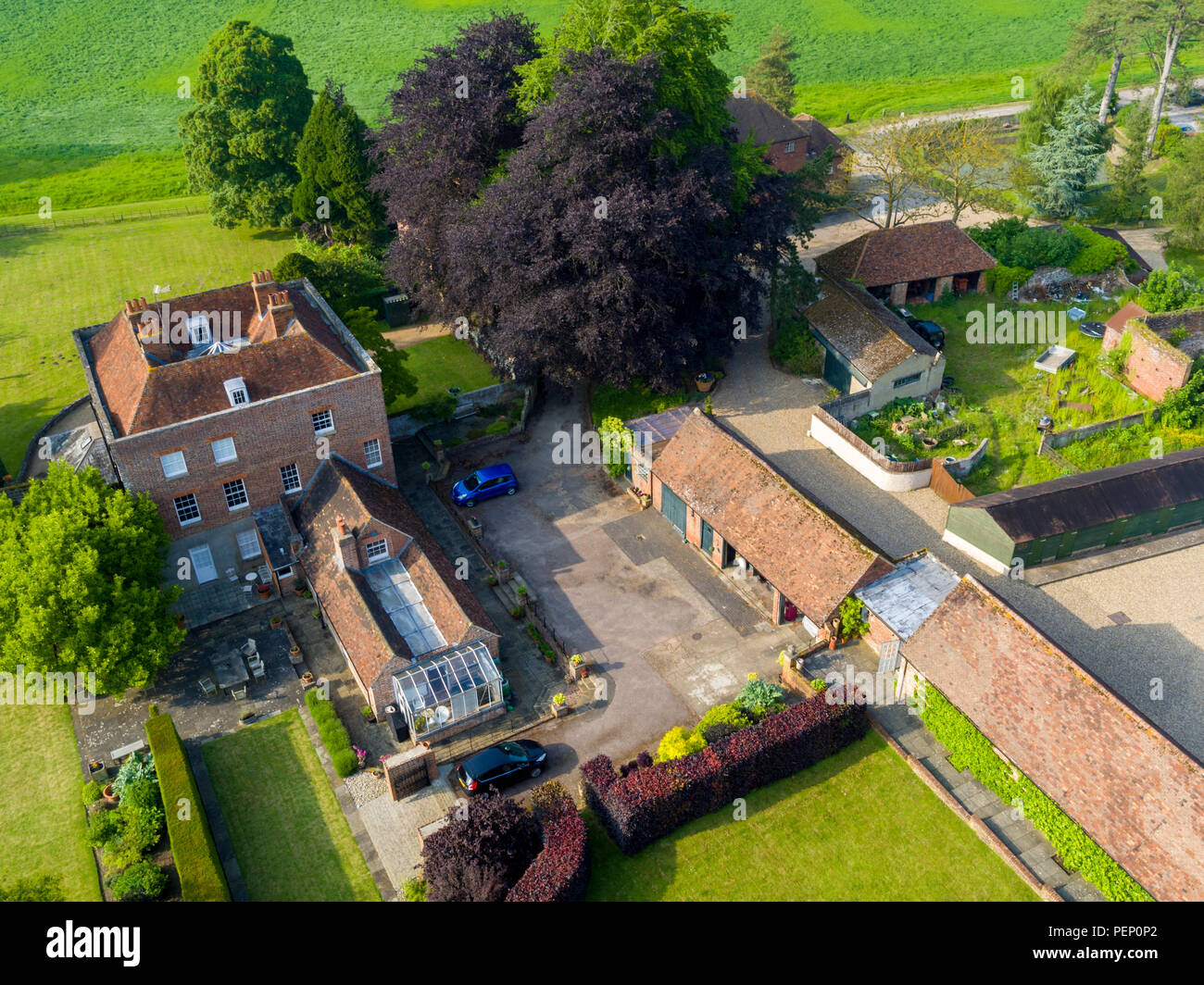 Aerial view of Swarling Manor wedding venue, Located in Kent, the ...