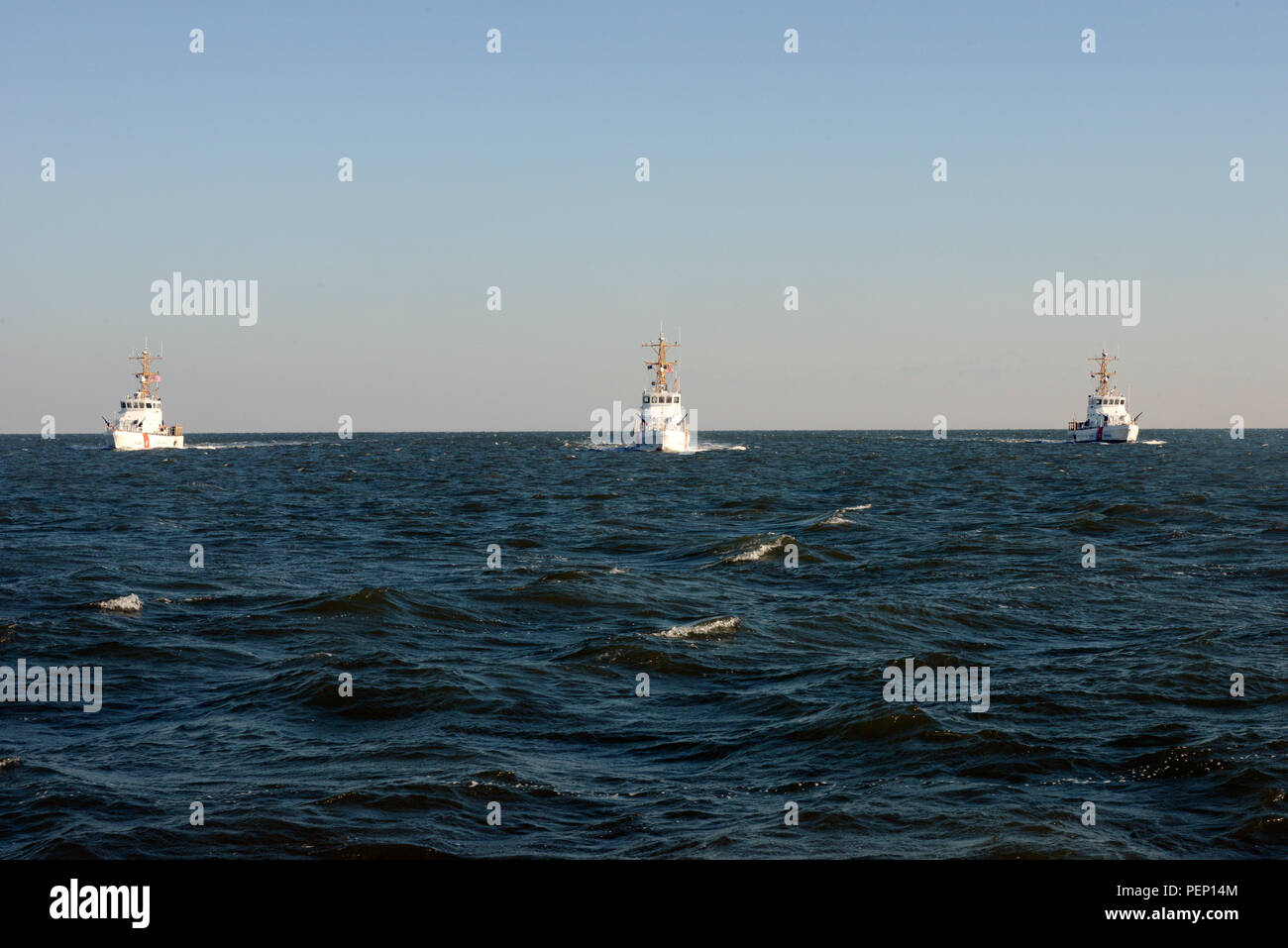 The Coast Guard Cutter Finback, Ibis and Mako underway in the Atlantic ...