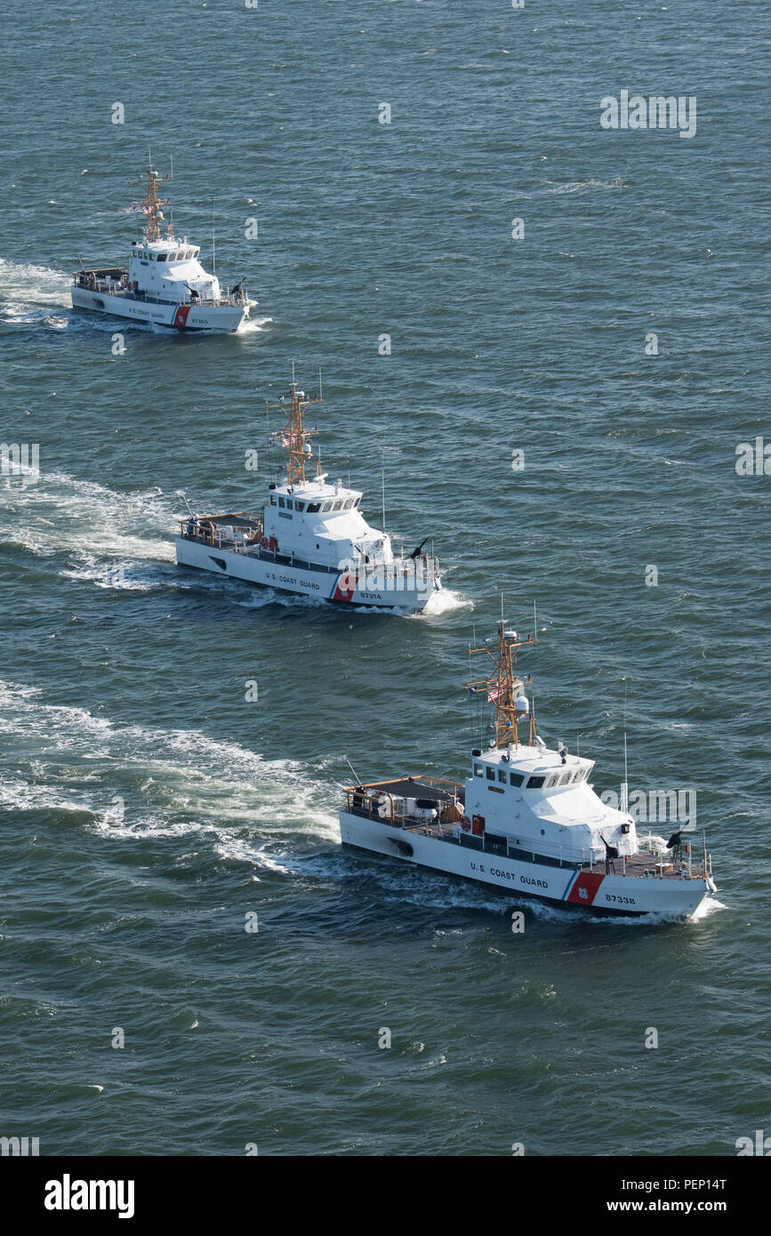 The Coast Guard Cutter Finback, Ibis and Mako underway in the Atlantic ...