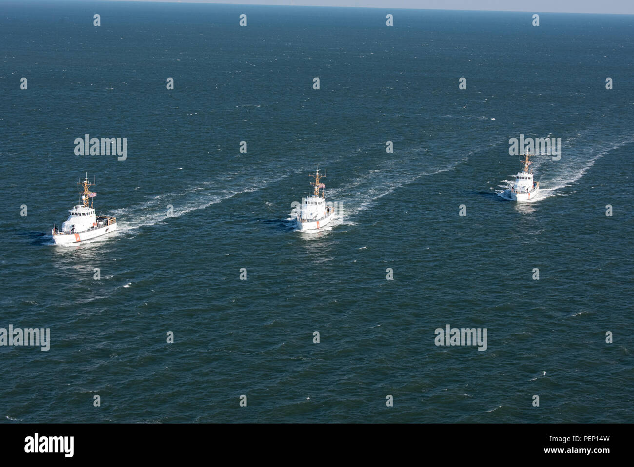 The Coast Guard Cutter Finback, Ibis and Mako underway in the Atlantic ...