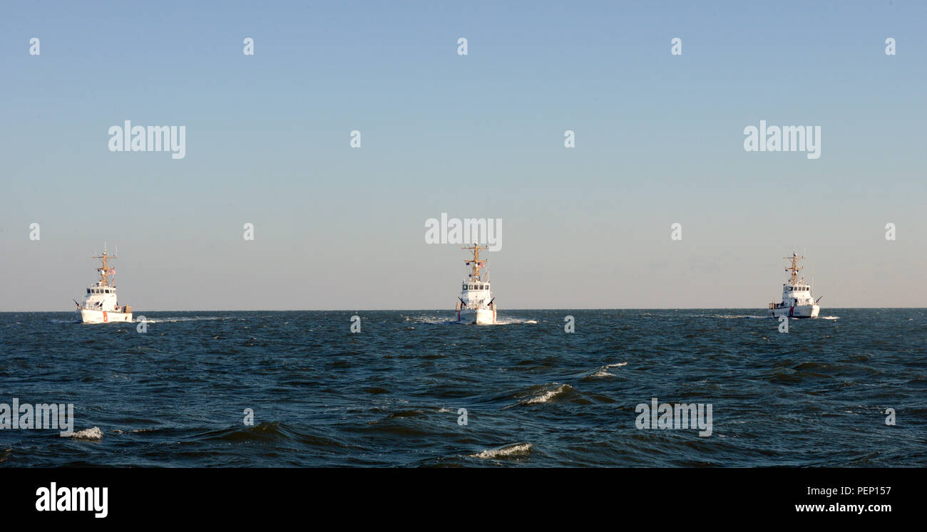 The Coast Guard Cutter Finback, Ibis and Mako underway in the Atlantic ...