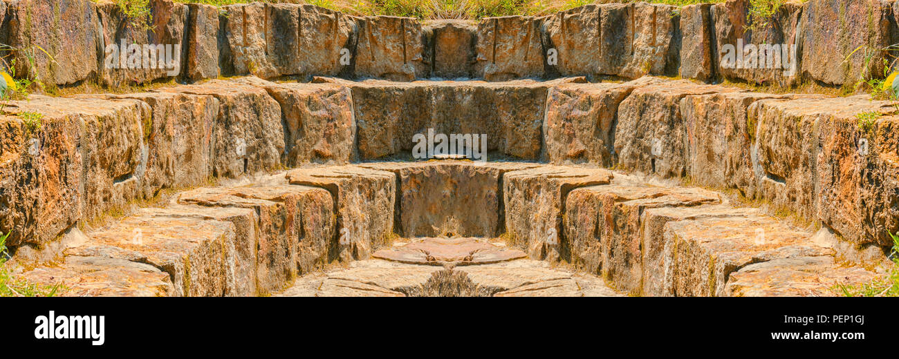 Old natural stone steps - wall of an ancient amphitheater Stock Photo ...