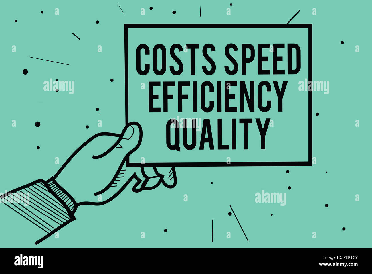 Text sign showing Costs Speed Efficiency Quality. Conceptual photo ...