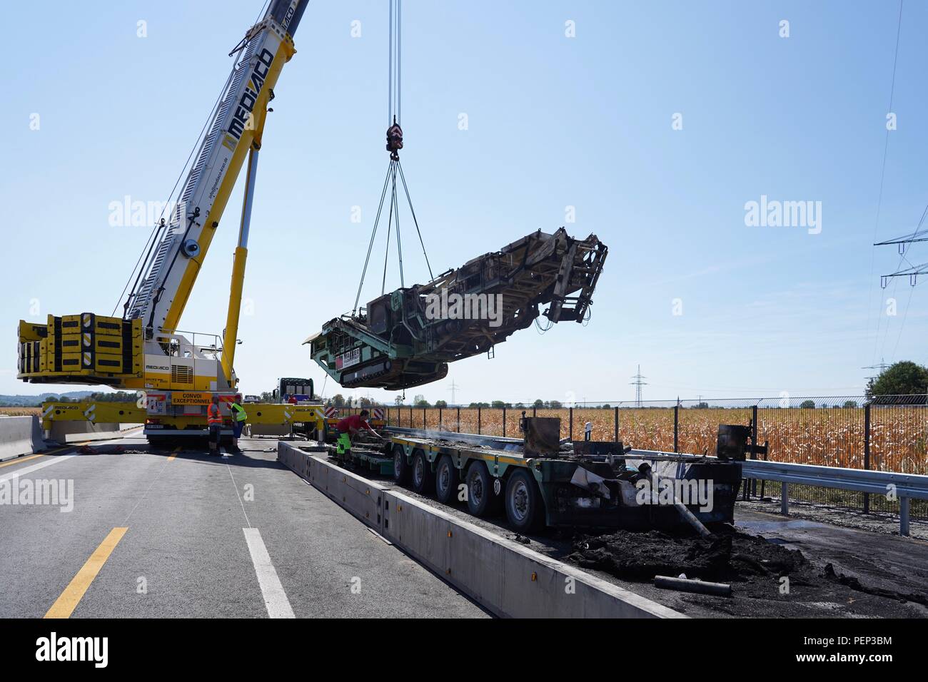 Mahlberg, Germany. 16 August 2018, (Ortenaukreis): The burnt-out load ...