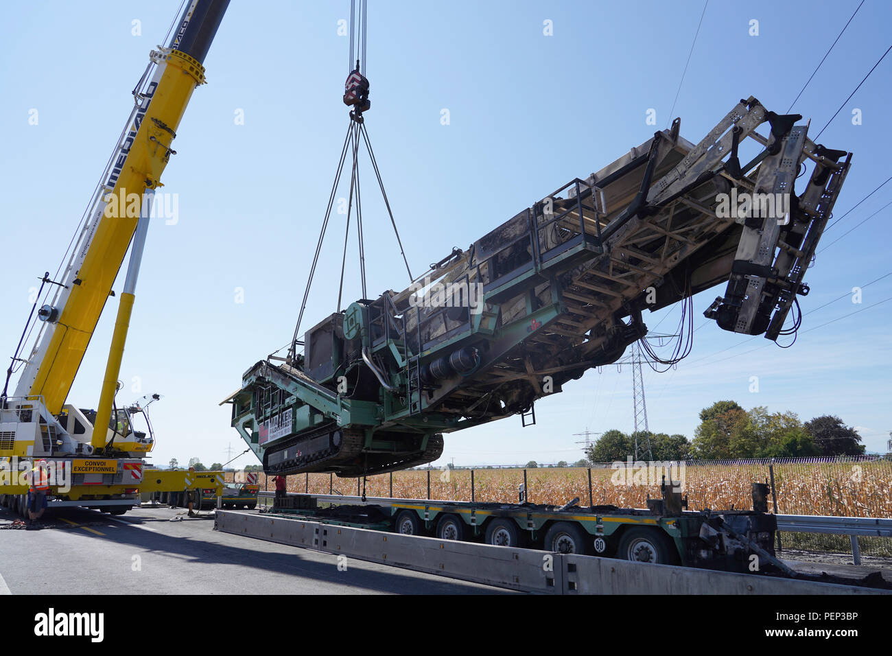 Mahlberg, Germany. 16 August 2018, (Ortenaukreis): The burnt-out load ...