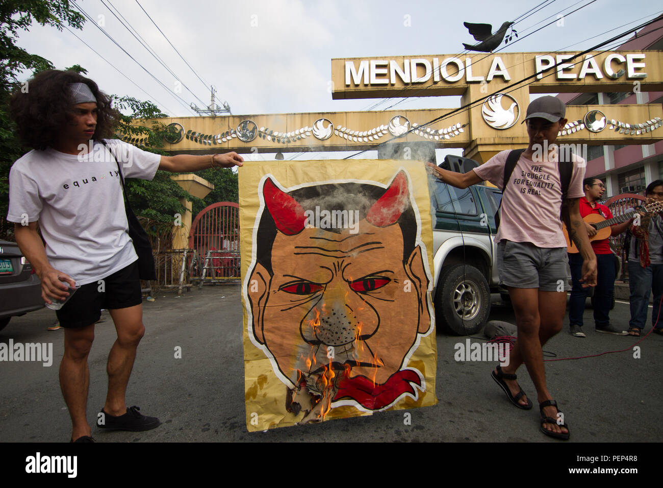 Manila, Philippines. 16th Aug, 2018. A poster of president Duterte as ...