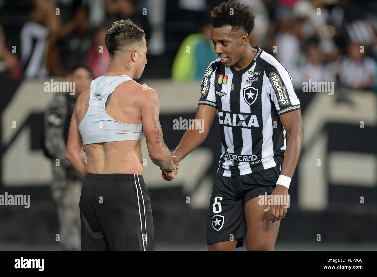 Rio De Janeiro, Brazil. 16th Aug, 2018. Leo Valencia celebrates goal ...