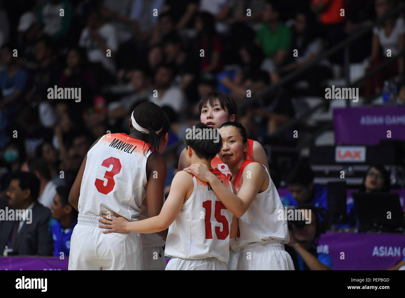 Jakarta, Indonesia. Credit: MATSUO. 17th Aug, 2018. Japan team group (JPN) Basketball : Women's ...