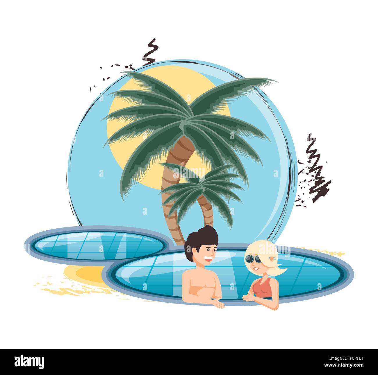 vacations couple in the pool vector illustration design Stock Vector ...