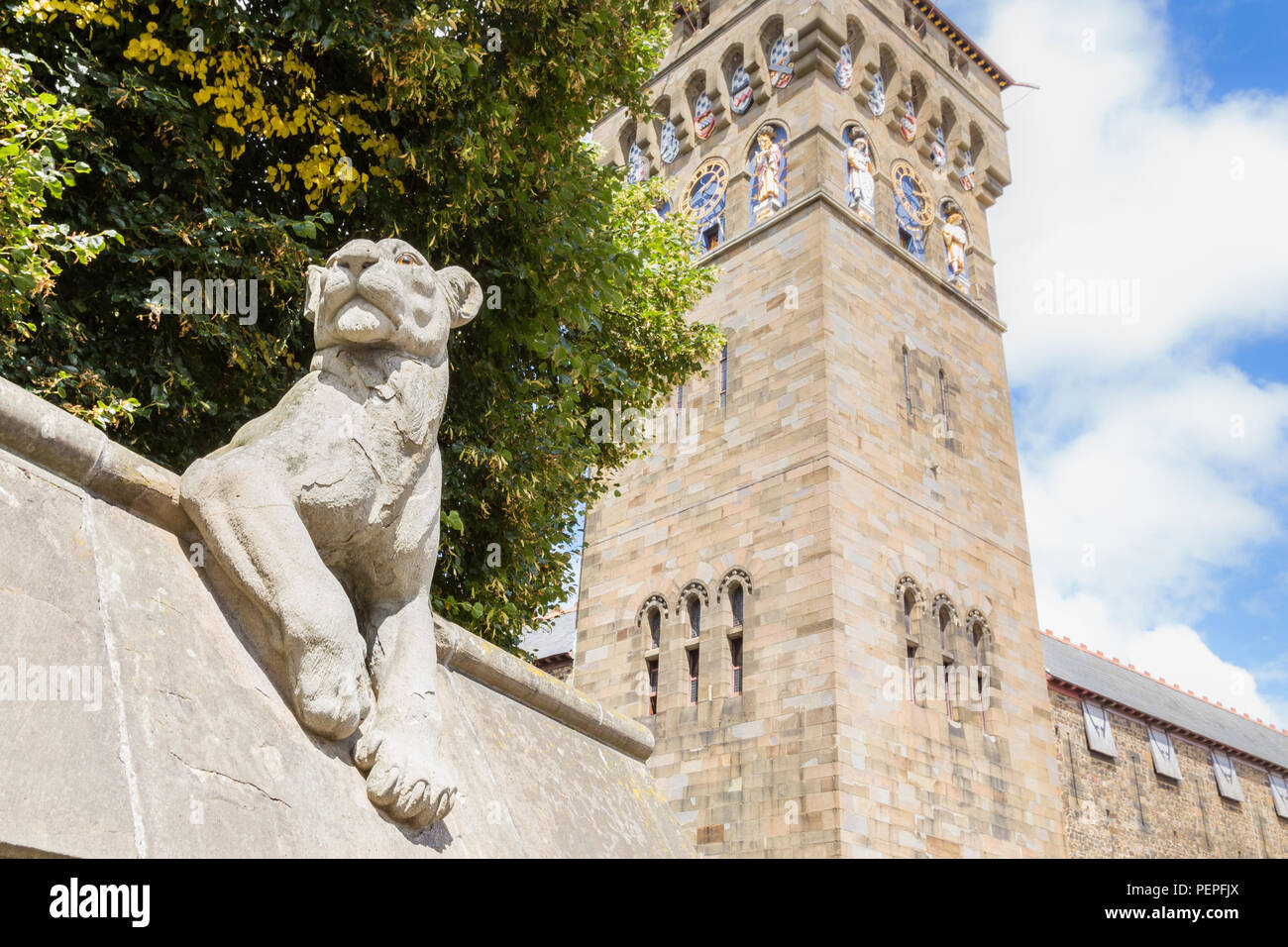 Animal wall near the castle in Cardiff, Wales, UK Stock Photo - Alamy