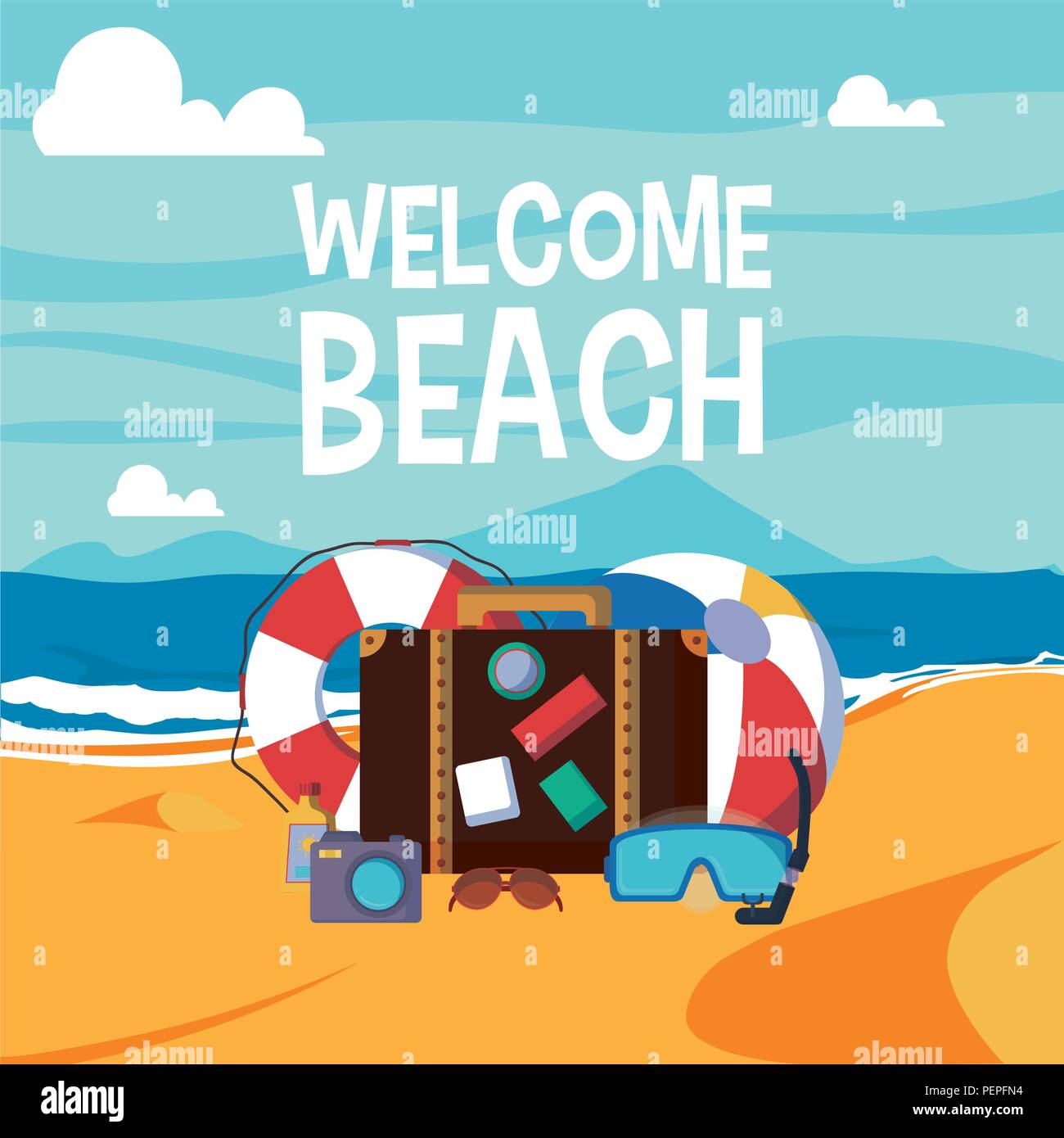 Welcome beach card Stock Vector Image & Art - Alamy