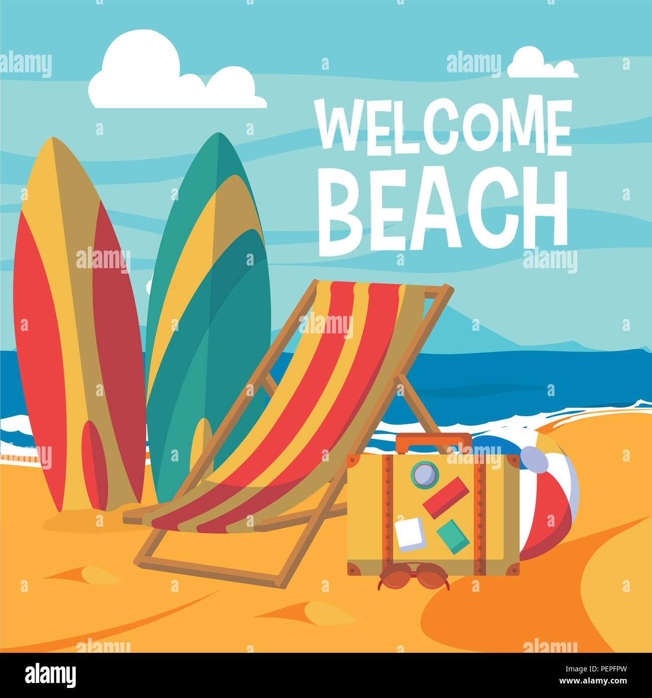 Welcome beach card Stock Vector Image & Art - Alamy