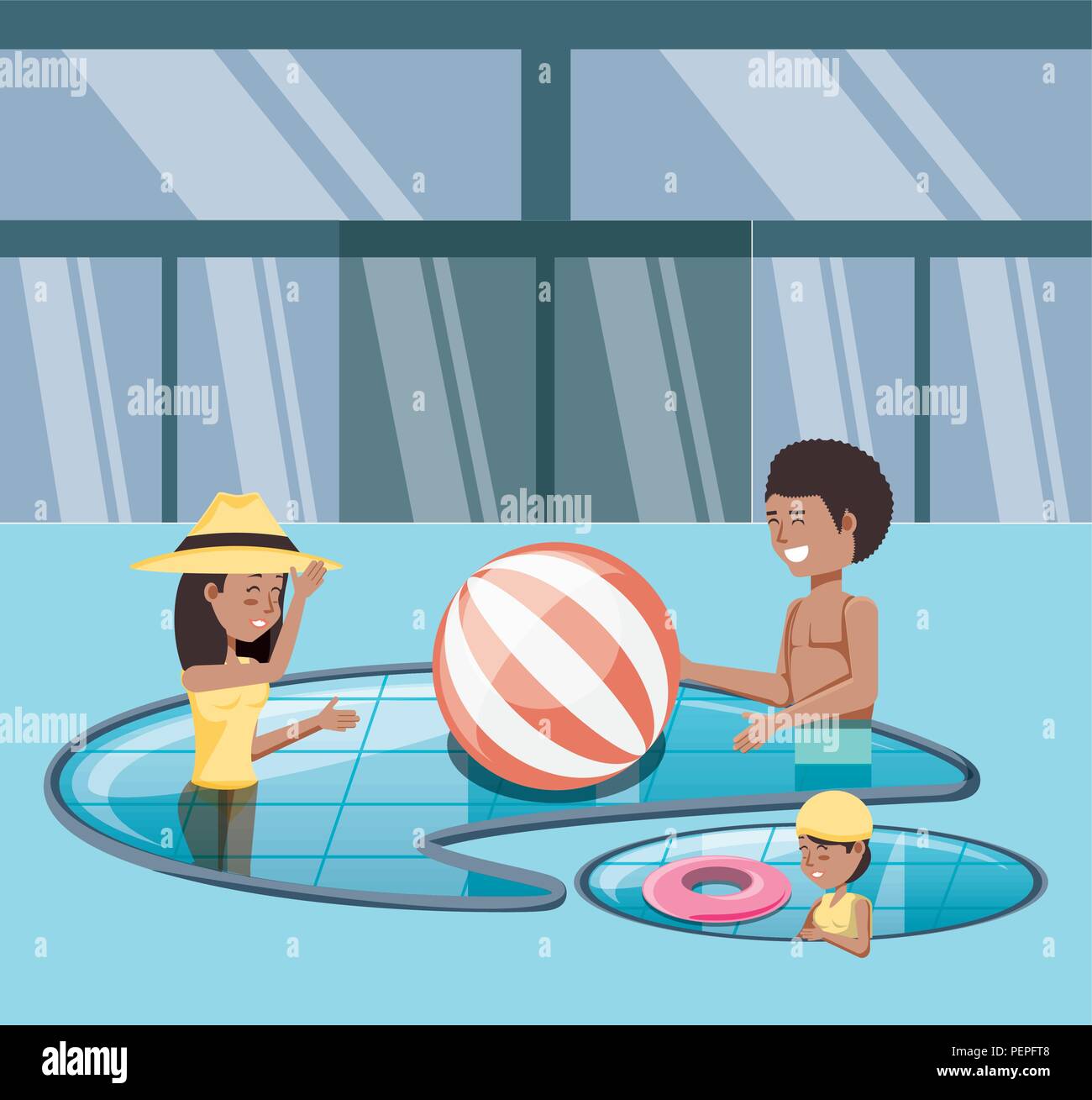family vacations in pool vector illustration design Stock Vector Image ...