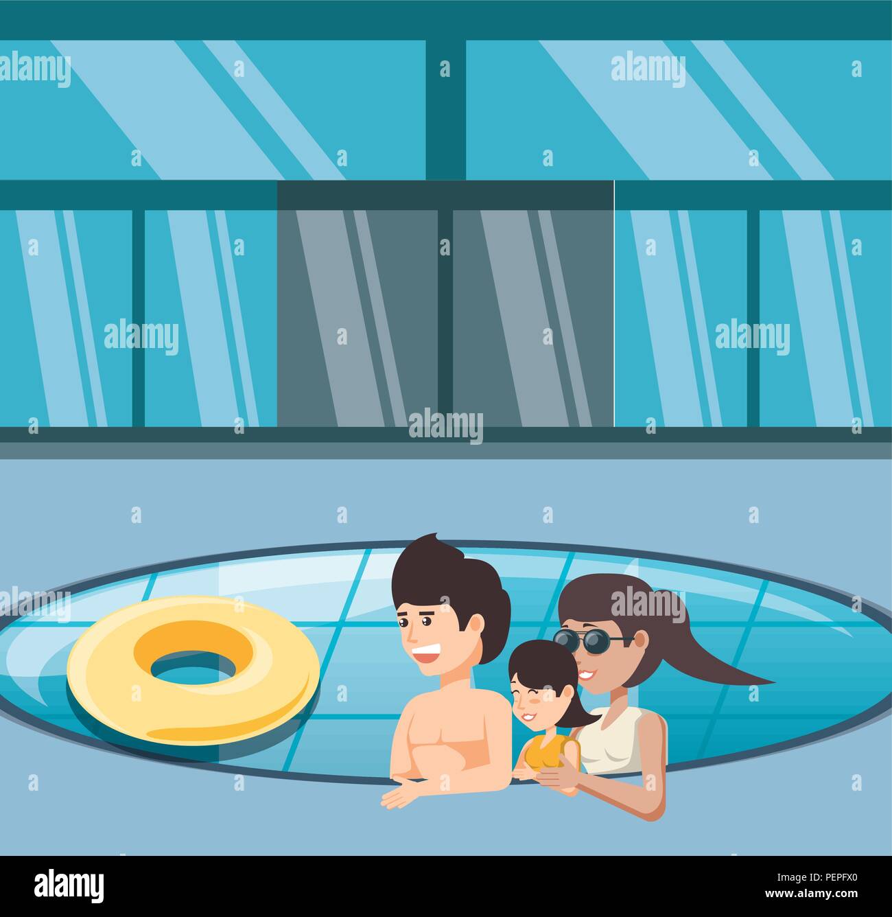 Family Swimming Clipart