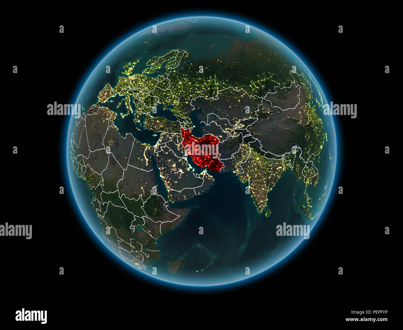 Satellite view iran map borders hi-res stock photography and images - Alamy