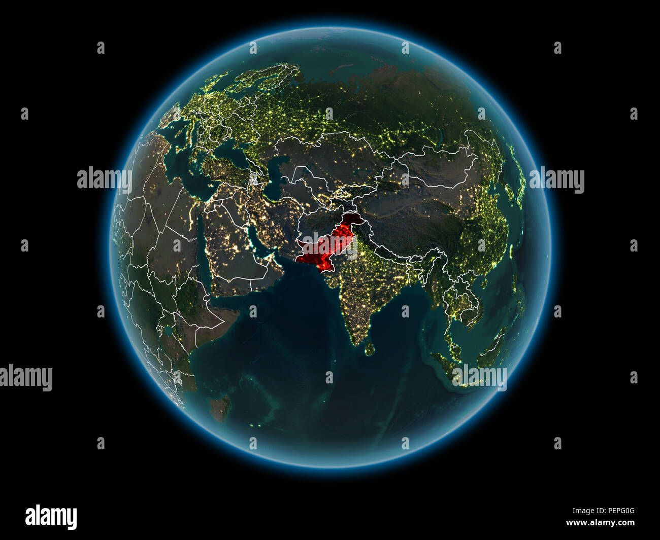 Pakistan 3d earth in space hi-res stock photography and images - Alamy