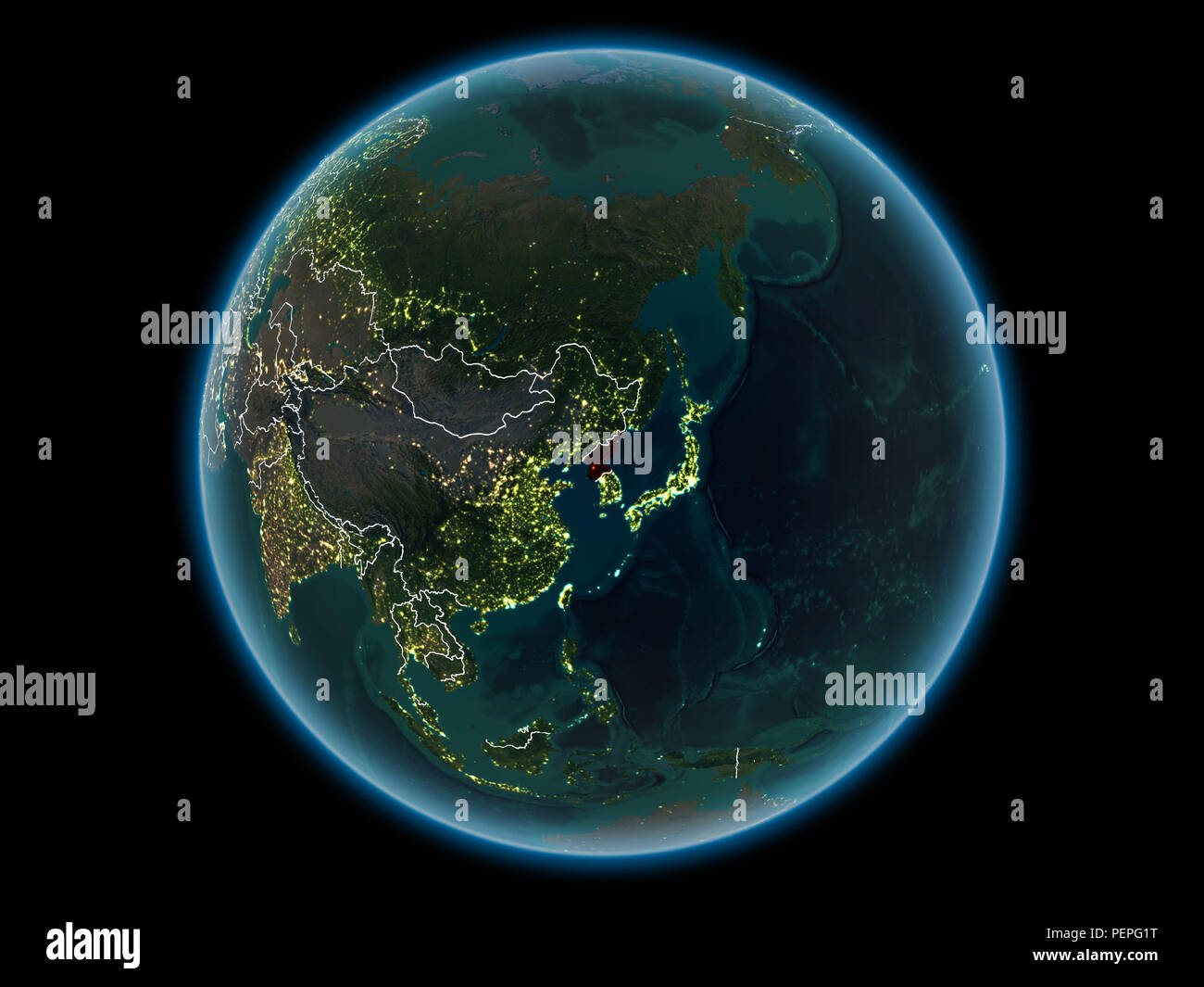 Nasa Map Of Korea Night Lights
