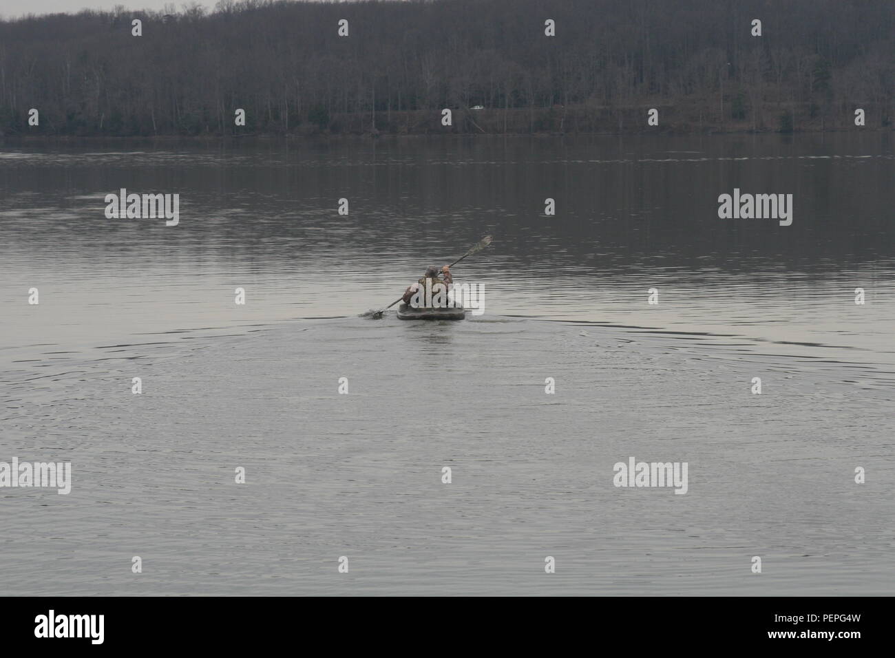 A hunting guide kayaks out into the Chopawamsic Creek aboard Marine ...