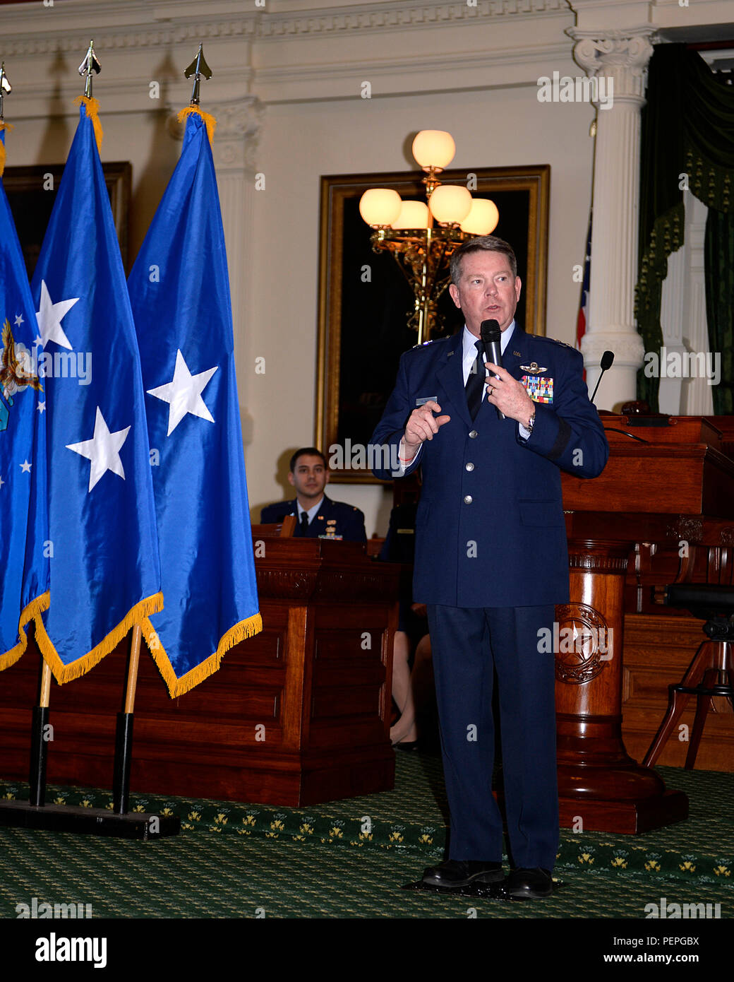 Maj. Gen. John F. Nichols, the Texas adjutant general, addresses the ...