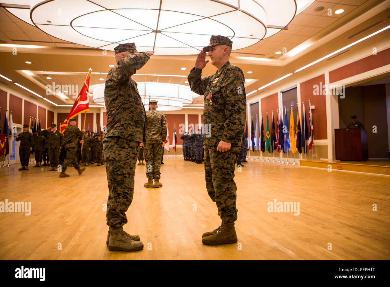 U.S. Navy Capt. Rodney Gunning, right, commanding officer, 2D Dental ...