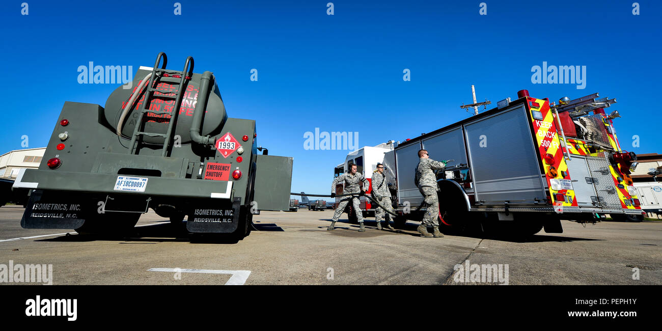 Fuel distribution operators from the 2nd Logistics Readiness Squadron ...