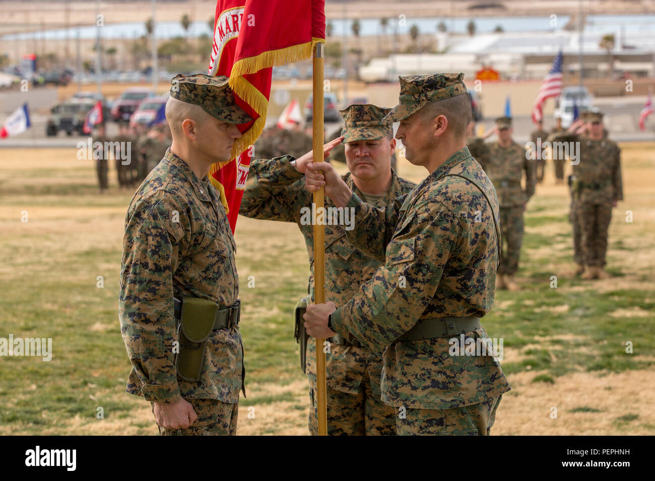 Lt. Col. Ross A. Parrish, outgoing battalion commander, 3rd Battalion ...