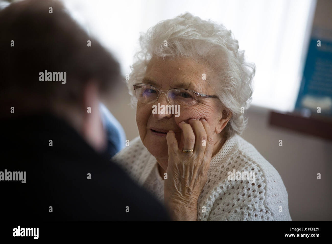 Older lady smiling, laughing and enjoying herself Stock Photo - Alamy
