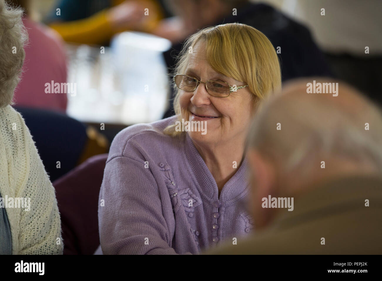 Older lady smiling, laughing and enjoying herself Stock Photo - Alamy