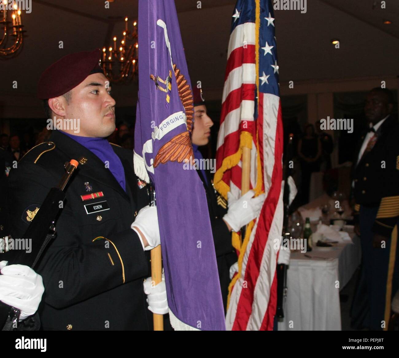 The 412th Civil Affairs Battalion (Airborne) Color Guard performs ...