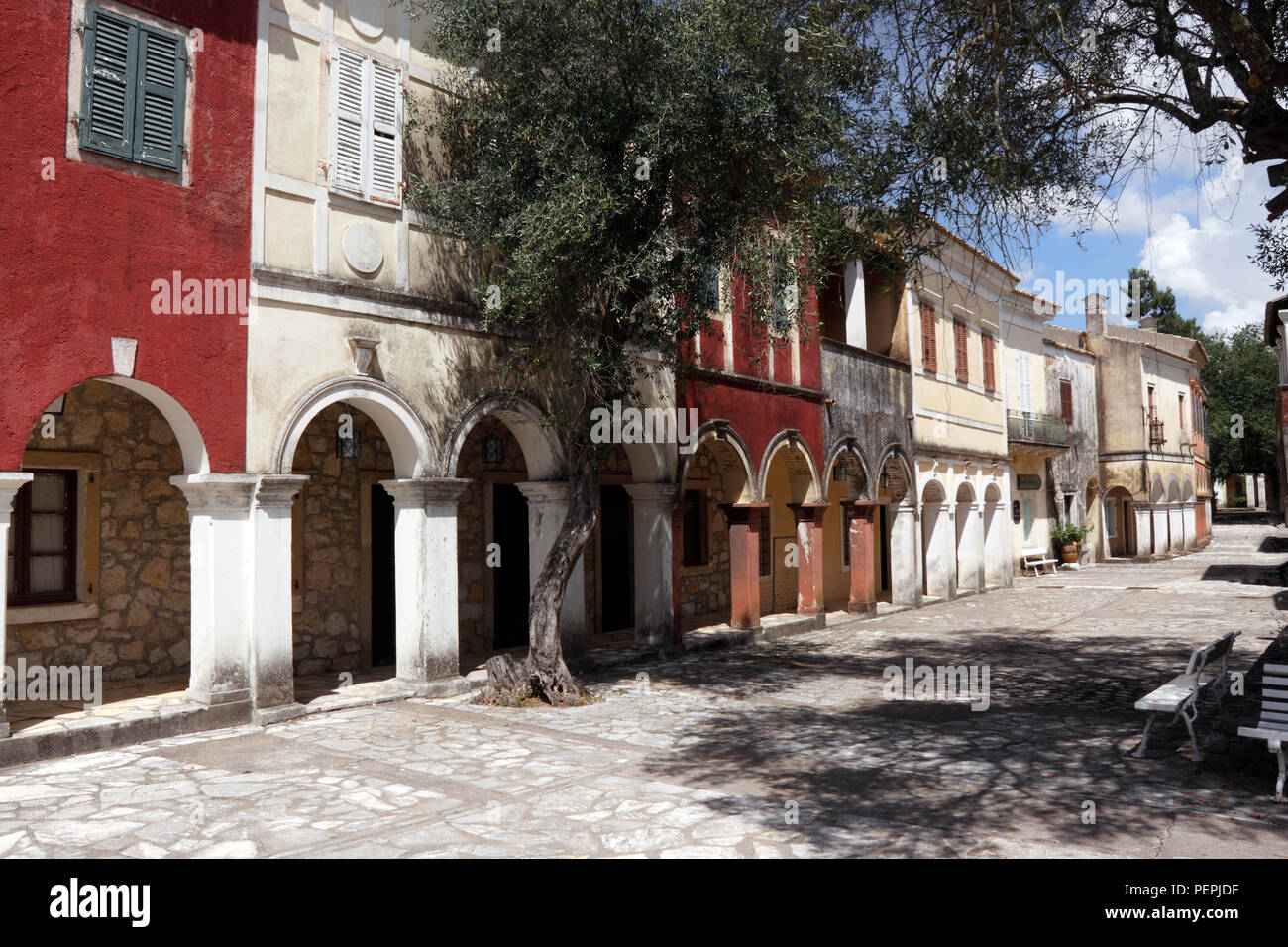 DANILIA VILLAGE CORFU. AKA BOUAS Stock Photo - Alamy