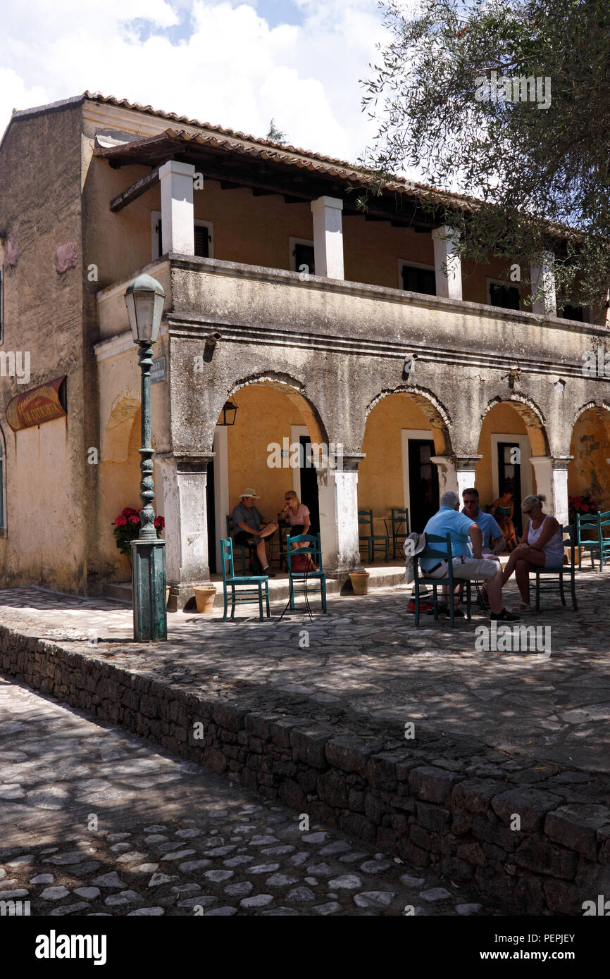 DANILIA VILLAGE SQUARE CORFU. AKA BOUAS Stock Photo - Alamy