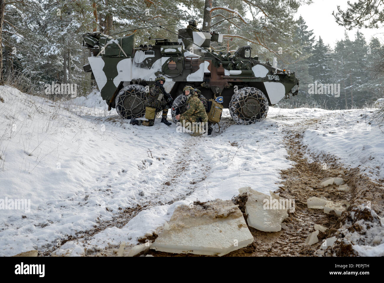 Slovenian soldiers of 3rd Company, 10th Regiment conduct lane maneuvers ...