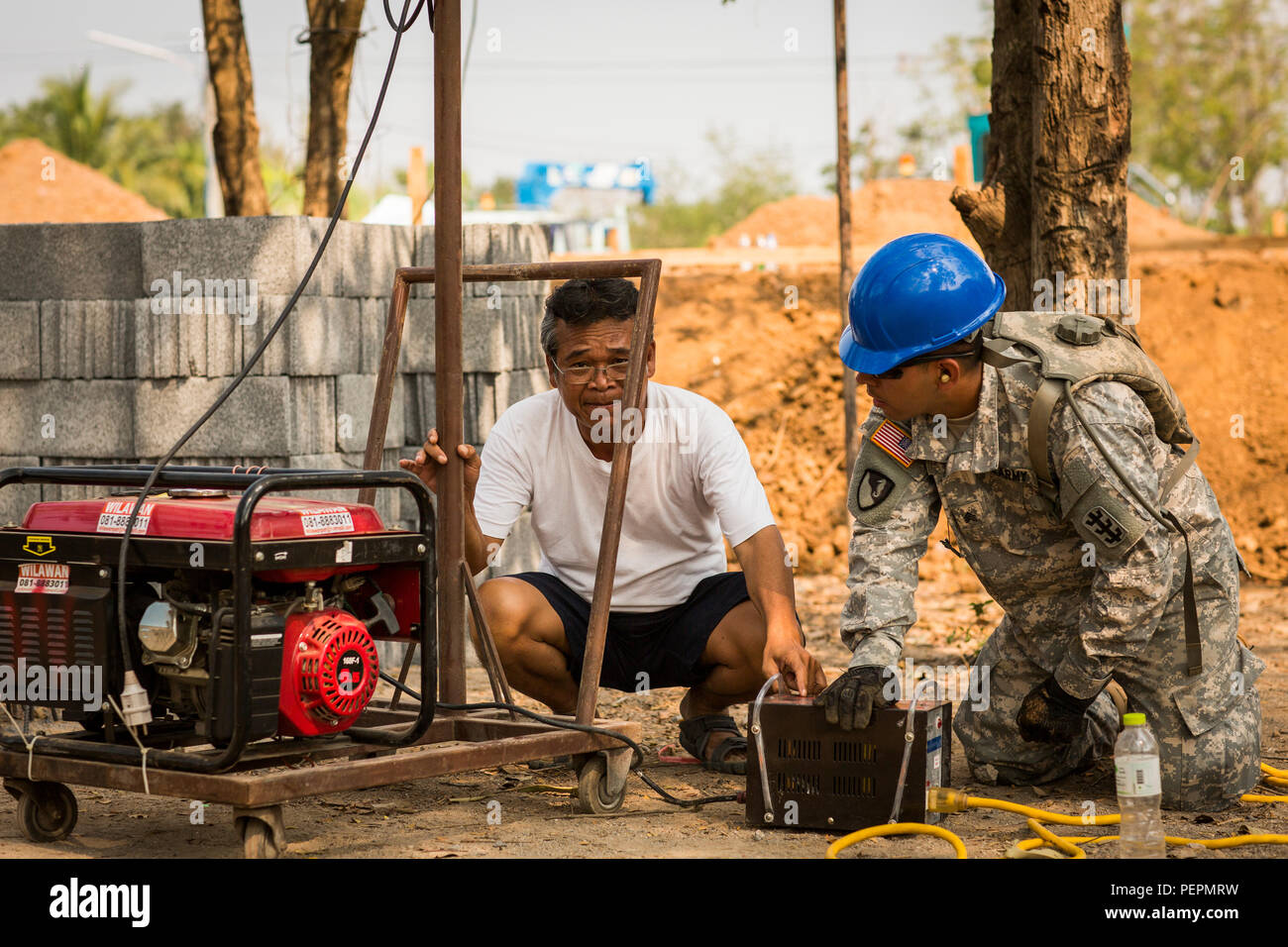 U.S. Army Sgt. Jacob Soto, vertical engineer, with 130th Engineer ...
