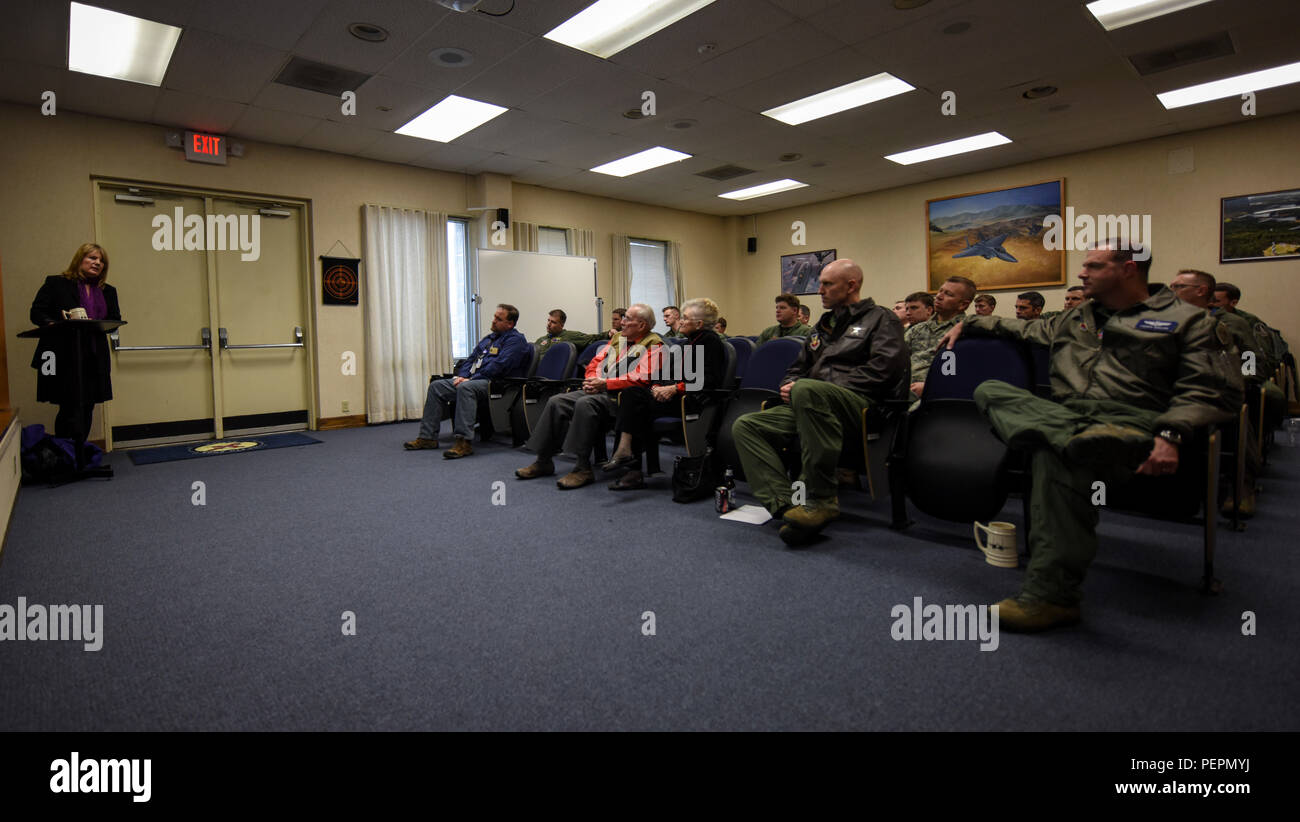 Christina Olds (left), daughter of late Brig. Gen. Robin Olds, takes ...