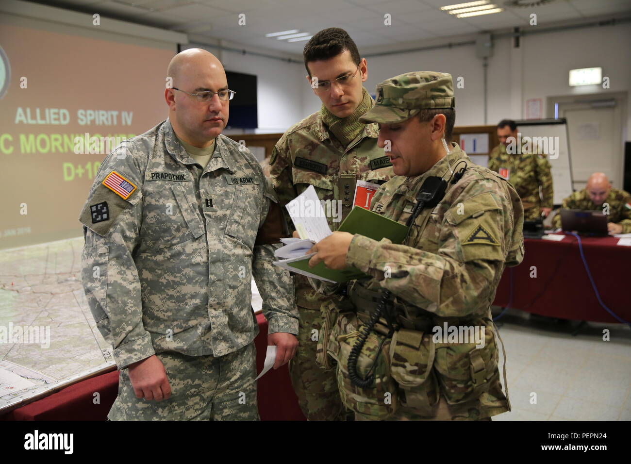 Capt. Joe Prapotnik, Michigan Army National Guard, an Italian soldier ...