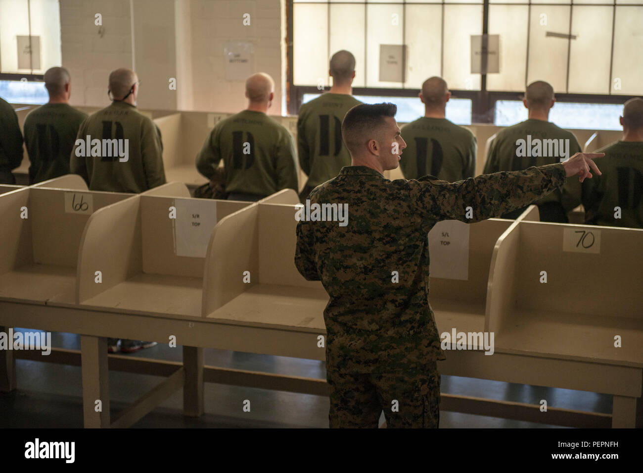 Officer Candidates at Marine Corps Base Quantico receive uniform issue ...
