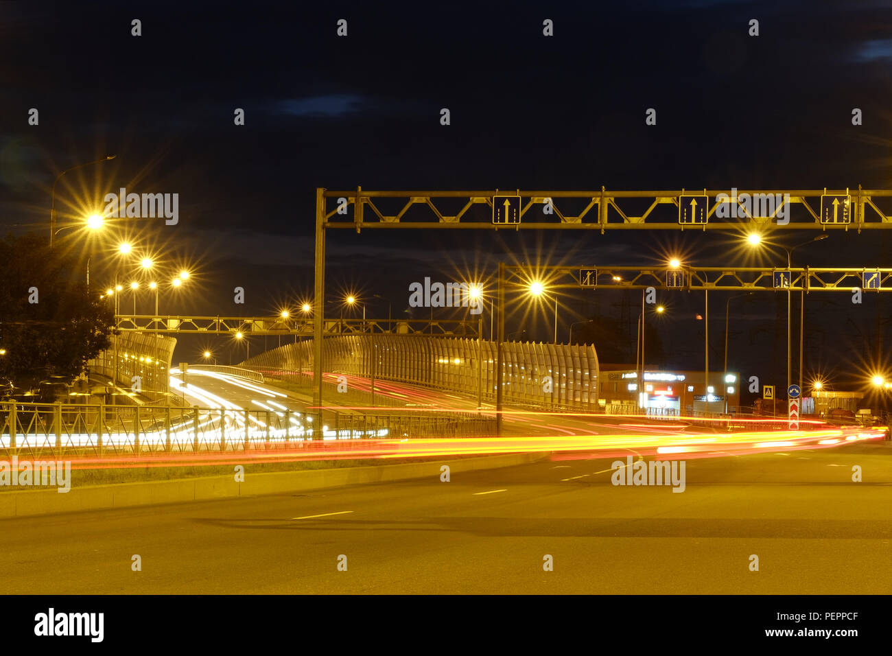 Headlights At Night On Road