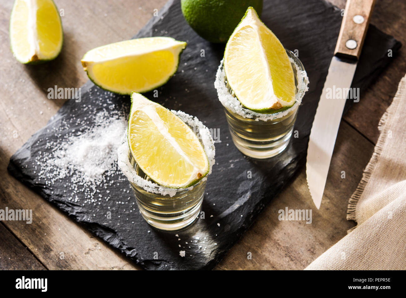 Gold tequila salt lime hi-res stock photography and images - Alamy