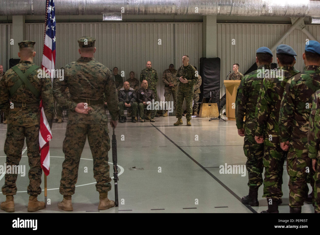 U.S. Marine Corps Col. James Donnellan, center, deputy commander for U ...
