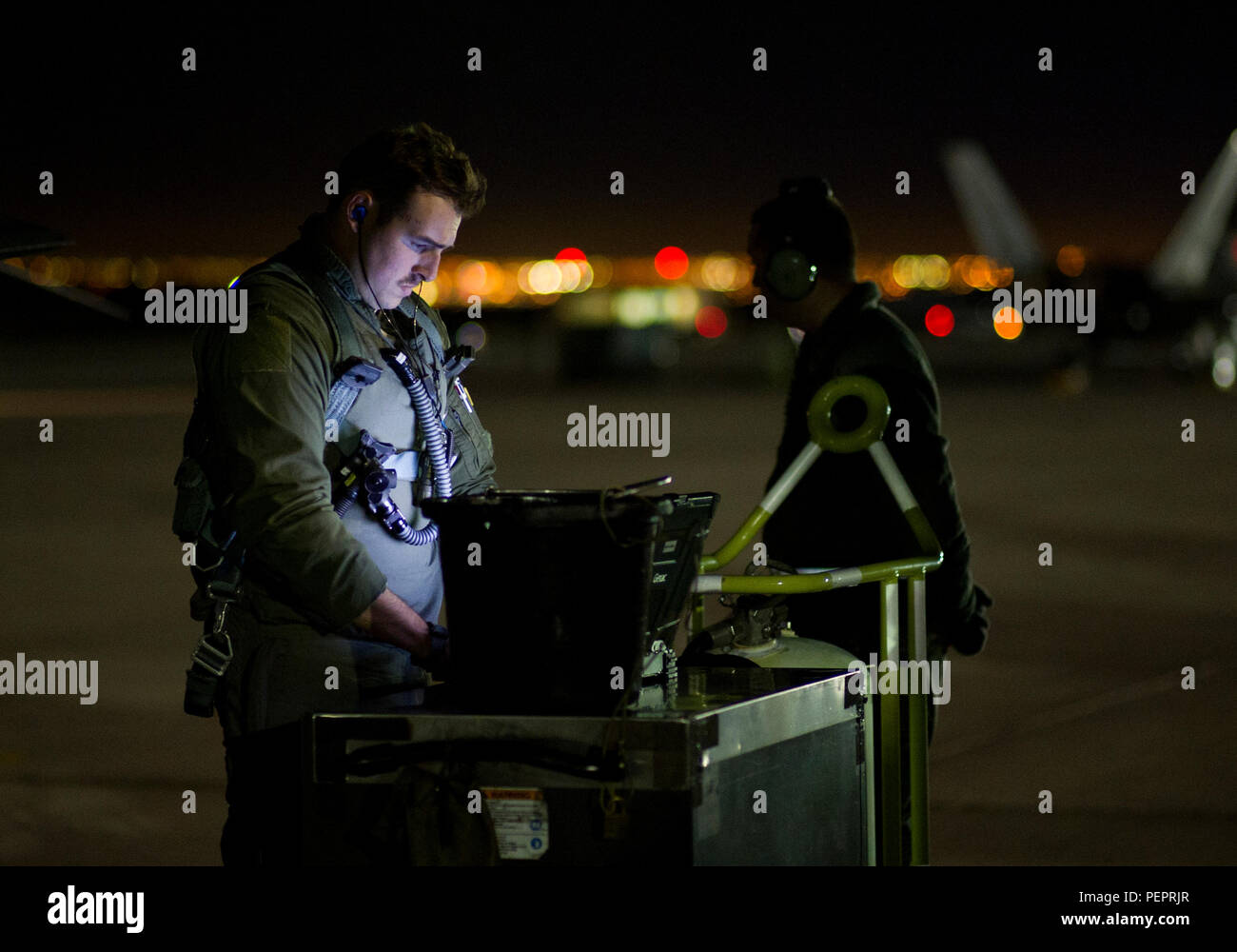 First Lt. Douglas Foss, 95th Fighter Squadron F-22 Raptor pilot, goes ...